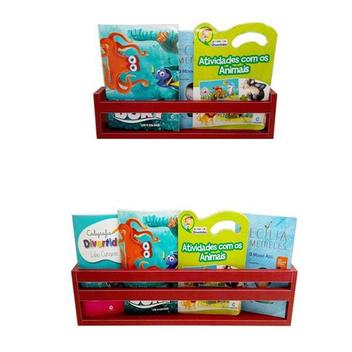 Nicho Prateleira De Mdf Vermelho Escarlate Laca Kit com 02 Unidades ...