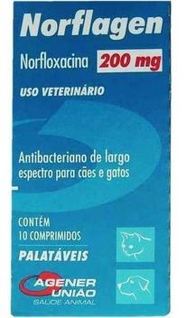 Norflagen 200 Mg Antibacteriano P/ Cães E Gatos - 10 Compri - Agener ...