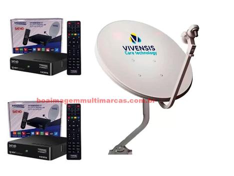 Nova Antena Parabólica 60cm +2 Receptor Digital SatHd Visiontec VT1000 - Receptor - Magazine Luiza