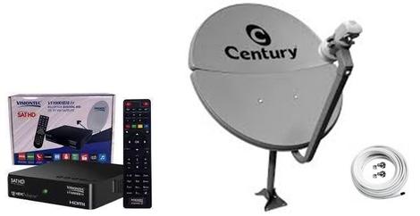 Nova Parabólica Century Bipartida 60cm com Recepitor VT1000 Sat Hd ...