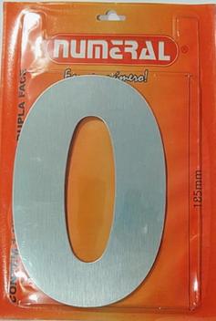 Numeral Residencial Gde nº 0 Aço Escovado 185mm Autocolante - Letras e ...