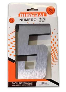 Número Aço Escovado Numeral ACM 3D 5 2066 185mm - Letras e Números ...