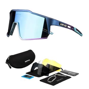 Óculos de Ciclismo Azul Com 4 Lentes + Case Original - Kapvoe - Óculos ...