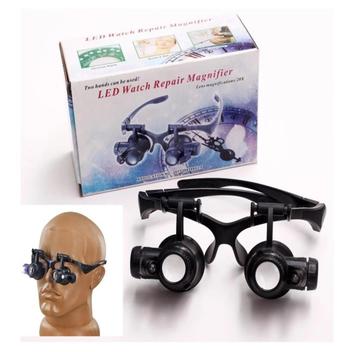 Oculos lupa cabeca 20x profissional luz dupla lente de aumento pala ...