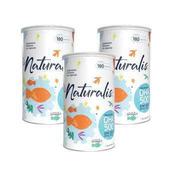 Omega-3 DHA 500 Naturalis 180 Cápsulas Kit com 3 Latas - Ômega 3 / Óleo ...