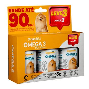 Ômega 3 Dog 500mg Organnact Suplemento Vitamínico com 90 Cápsulas Leve ...