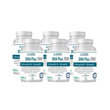 Ômega DHA Plus 1.500mg TG Alavital 100 Cáps Kit com 6 Potes - Ômega 3 ...