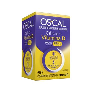 OS-CAL Cálcio 500mg + Vitamina D 400UI com 60 Comprimidos Revestidos ...
