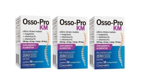 Osso Pro Km - Cálcio Magnésio D3 E K2 ( Kit 3x30=90cpr) - Kley Hertz ...