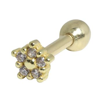 Ouro 18K Piercing Flor Ponto Luz Cartilagem Trágus Orelha 08670 K040 - Usa Joias - Piercing ...