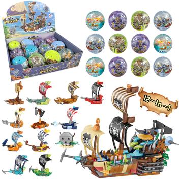 Ovos de Páscoa pré-preenchidos com brinquedos, blocos de construção de ...
