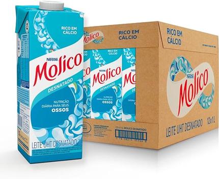 Pack de Leite UHT Desnatado Molico Nestlé 1L - 12 Unidades - Leite ...