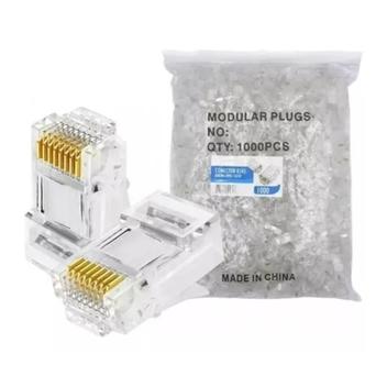 Pacote c/ 1000un Conector Vazado RJ45 Cat5 Cat6 Cabo De Rede - Exbom ...