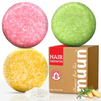 Pacote de barras de shampoo Muun Ginger, Alecrim e Água de Arroz x3 ...