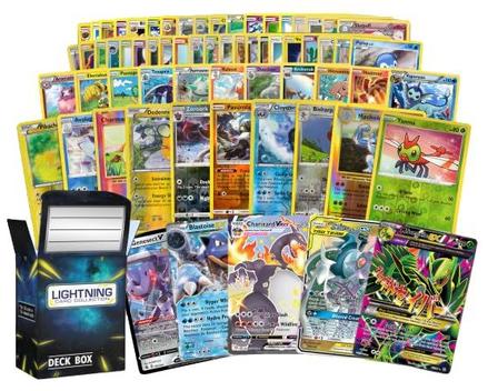 Pacote de cartas Pokémon: 50 sortidas, mais 1 ultra raro com caixa de ...