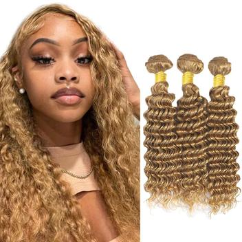 Pacotes de cabelo YOUNGHANN Blonde Color 27 Deep Wave 16 18 20cm ...