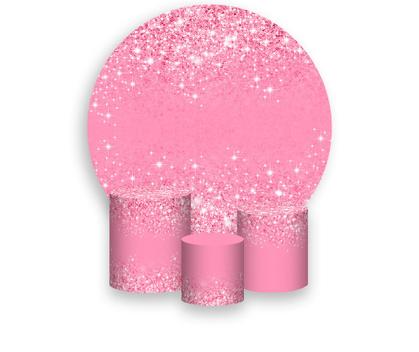 Painel De Festa Redondo 1,50x1,50 + Trio De Capas Cilindro - Efeito Glitter Rosa Claro Brilhante ...
