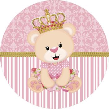 Painel De Festa Redondo 1,5x1,5 - Ursinha Princesa Rosa Claro 042 - Via ...
