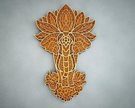 Painel Elefante Zentangle Camadas Mdf 3d 44cm M3d048 - TALHARTE - Peças ...