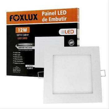 Painel LED 17x17 Quadrado Branco Embutir 12W 6500K Foxlux - Painel de ...