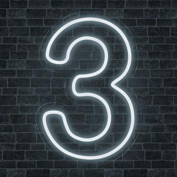 Painel Led Neon Número Luminoso 3 Três 60cm Decoração Festa - letreiro ...