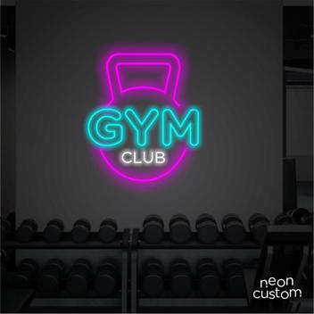 painel letreiro led Neon Gym Club decoracao festa bar - Neon Custom ...