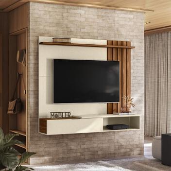 Painel para Tv 65 Polegadas Suspenso Living Perola Metalizado / Cinamomo - Mobler - Rack com ...