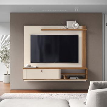 Painel para TV até 65 Polegadas Laredo 160cm Pérola Metalizado/Cinamomo Mel - Mobler - Painel ...