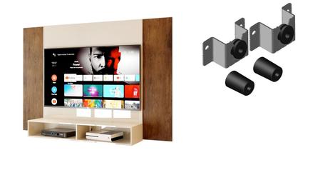 Painel para TV Madeira 43 Polegadas com Nichos e Suporte Para Tv ...