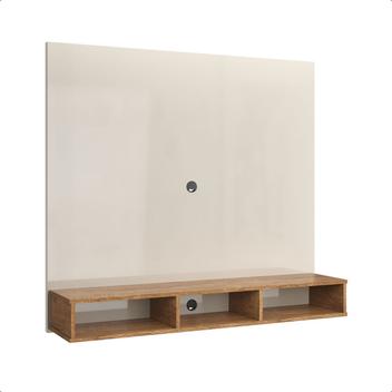 Painel para Tv Slim 50 Polegadas Quarto Sala com Nicho Off White/Nature ...