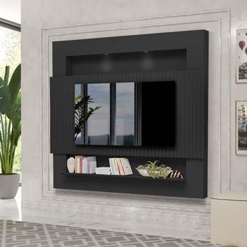 Painel Ripado Para Sala Tv Até 75 Polegadas 217cm Preto Fosco Brooks ...