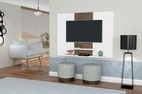 Painel TOP Para TV Até 46'' Polegadas CorBranco / Canela - SM - Rack com Painel - Magazine Luiza