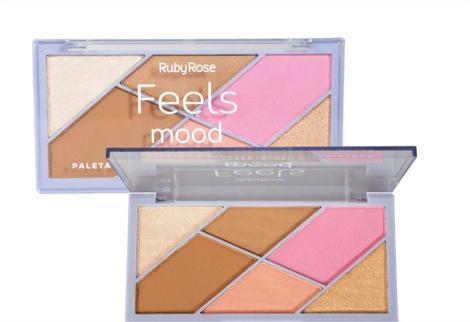 Paleta de Bronzer, Blush e Iluminador Ruby Rose Feels Mood - Rub rose - Estojos e Paletas de ...