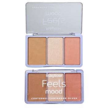 Paleta Trio De Contorno Iluminador Blush Feels Mood Hb7526 - Ruby Rose - Estojos e Paletas de ...