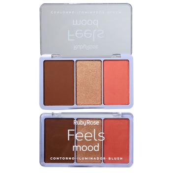 Paleta Trio De Contorno Iluminador Blush Feels Mood Hb7526 - Ruby Rose - Estojos e Paletas de ...