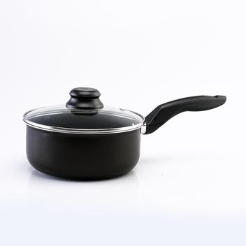 Panela 18cm Preta com Tampa de Vidro Pequena Alumi-Aço Linha Premium ...