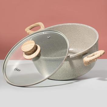 Panela Caçarola Cerâmica Marble Antiaderente Alumínio 7,5L 30cm Cinza ...