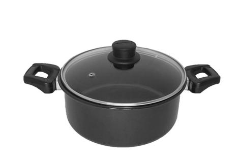 Panela Esmaltada Preta Lisa com Tampa de Vidro 22 cm - Agatha - Panelas ...