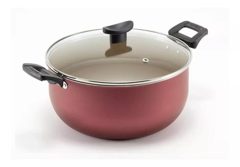 Panela Grande Robusta Teflon Antiaderente Tampa De Vidro N24 - Alumínio ...