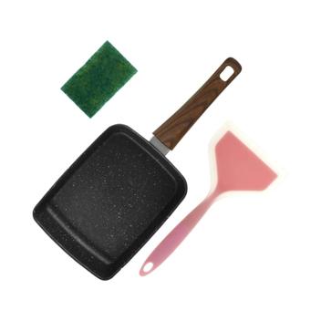 Panela Retangular Antiaderente Tamagoyaki Com Espátula E Esponja ...