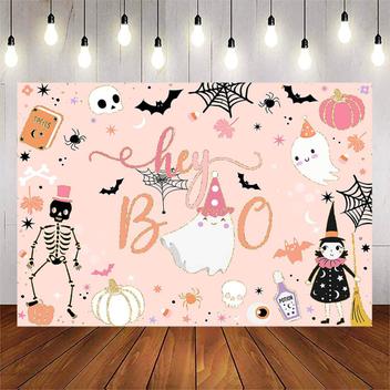 Pano de fundo Avezano Hey Boo Halloween Ghost Kids 7 x 5 pés de algodão ...