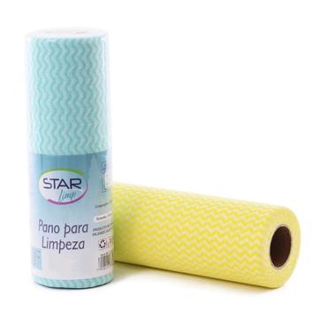 Pano de poliester reutilizavel rolo multiuso star limp colors 50 folhas ...