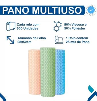 Pano Multiuso Bobina Tipo Perfex 28cm x 25mt Inoven Com 50 Panos - Pano ...