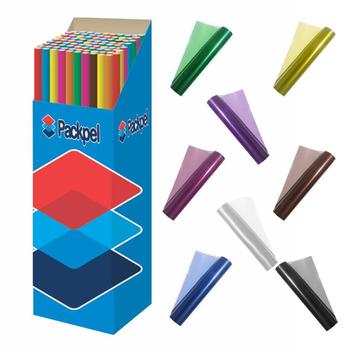 Papel Celofane Transparente Colorido 85cm x 100cm 3 Unidades - Packpel ...