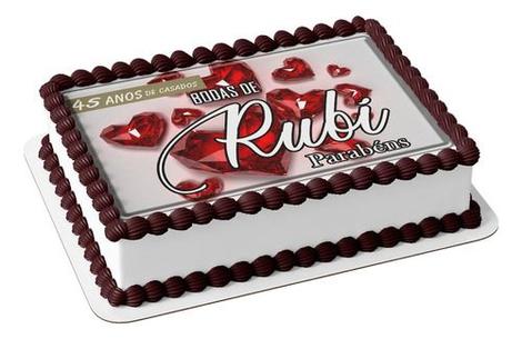 Papel De Arroz P/ Bolo Bodas De Rubí 45 Anos De Casados - Genérico ...