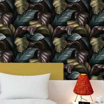 Papel de Parede 12M Folhas Tropicais Jardim Colorido Estilo Folha ...