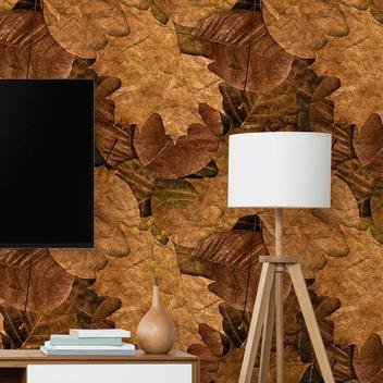 Papel de Parede 15M Folha secas do outono Marrom Adesivo vinílico Auto ...