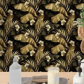 Papel de Parede 15M Jardim Folhagem de Bananeira Flor Estilo Folha Auto ...