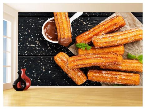 Papel De Parede 3D Alimentos Churros Recheados 3,5M Al347 - Você Decora ...