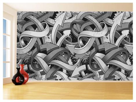 Papel De Parede 3D Arte Graffiti Mural Setas Cor 3,5M Tra96 - Você ...